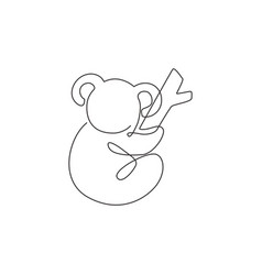 One single line drawing cute grizzly bear Vector Image