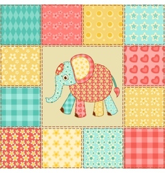 Elephant quilt pattern Royalty Free Vector Image