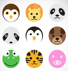 Cute cartoon animal face icons set isolated on Vector Image