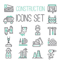 Linear black yellow construction icons set Vector Image
