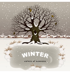 Oak tree in winter isolated Royalty Free Vector Image
