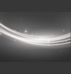 White blur trail wave wavy line of light speed Vector Image