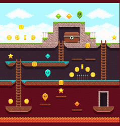 2d platform objects elements bonuses in 8-bit Vector Image