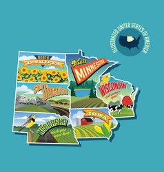 Pictorial map united states Royalty Free Vector Image