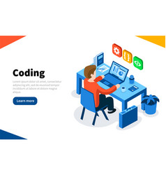 Programmer at work concept can use for web banner Vector Image