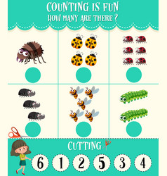 Insect math number worksheet Royalty Free Vector Image