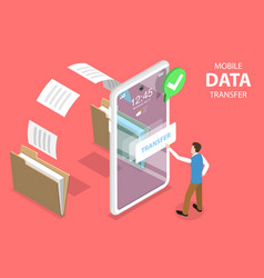Data sharing service isometric flat concept Vector Image