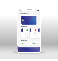 Blue online banking ui ux gui screen for mobile Vector Image