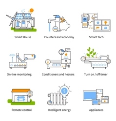 Smart House Flat Colored Icon Set Royalty Free Vector Image