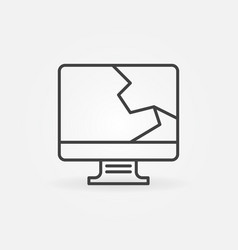 Broken computer monitor the screen cracked Vector Image