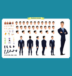 Front side back view animated character Royalty Free Vector