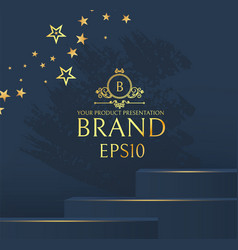 3d elegant podium with gold stars realistic Vector Image