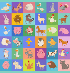 Basic geometric shapes with cute farm animals set Vector Image