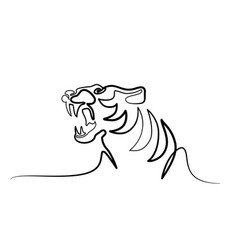 Tiger head in line style for logo label sign Vector Image