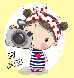 Cute cartoon girl with a camera Royalty Free Vector Image