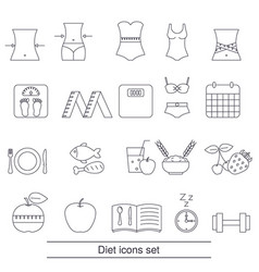 Set of hand drawn healthy lifestyle icons set set Vector Image