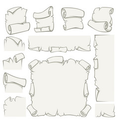Old textured papyrus scrolls different shapes Vector Image
