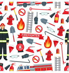 Background with firefighting sticker items fire Vector Image