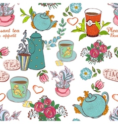 Tea Seamless Pattern Background Royalty Free Vector Image