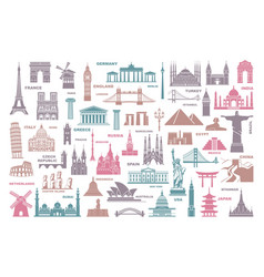 Icons world tourist attractions and architectural Vector Image