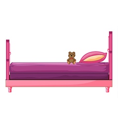 Bed with pink sheet and pillow Royalty Free Vector Image