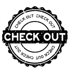 Grunge black check out word hexagon rubber seal Vector Image