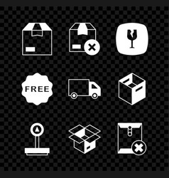 Set carton cardboard box fragile broken glass Vector Image