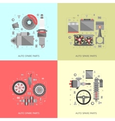 Set of auto spare parts car repair icons in flat Vector Image