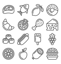 Food icon set on white background Royalty Free Vector Image