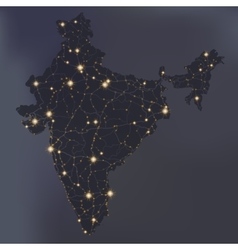 Political night map of india with lights Vector Image