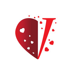 Half heart shape Royalty Free Vector Image - VectorStock