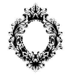 Baroque mirror round frame french luxury Vector Image