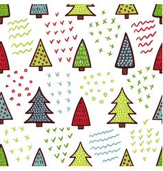 Cute christmas trees seamless pattern set Vector Image