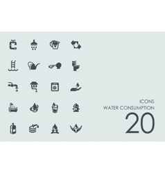 Set water consumption icons Royalty Free Vector Image