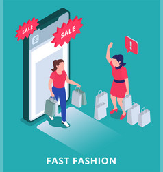 Fast fashion isometric flowchart Royalty Free Vector Image