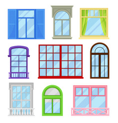 Collection of cartoon colored windows on white Vector Image