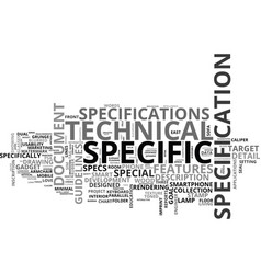 Specification word cloud concept Royalty Free Vector Image