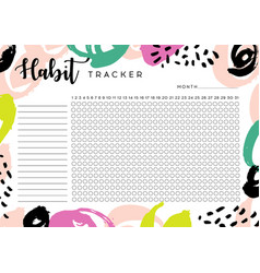 Habit tracker monthly planner tracker blank Vector Image