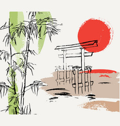 Japanese traditional bamboo branches isolated on Vector Image