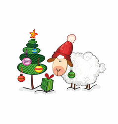 Merry christmas sheep Royalty Free Vector Image
