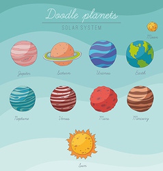 Set of doodle planet stickers Royalty Free Vector Image