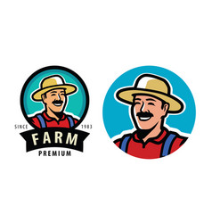 Farmer with hat logo or symbol farm agriculture Vector Image
