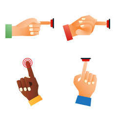 Hand press red button finger press control push Vector Image
