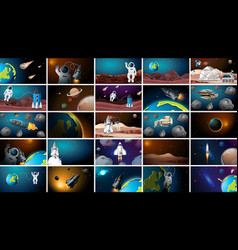 Large set outer space scenes Royalty Free Vector Image