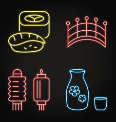 Coffee cup icon in glowing neon style Royalty Free Vector