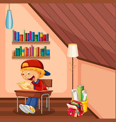 Family member with kids doing homework cartoon Vector Image