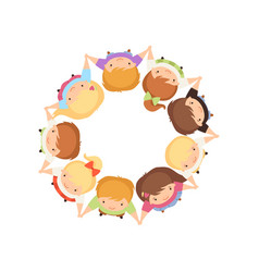 Kids dancing in circle holding hands cute little Vector Image