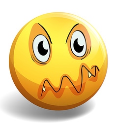 Angry face on yellow badge Royalty Free Vector Image