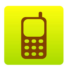 Alarm clock sign brown icon at green Royalty Free Vector