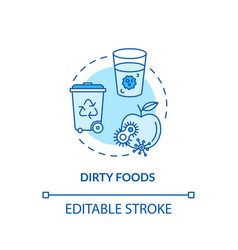 Dirty foods concept icon spoiled apple bacteria Vector Image